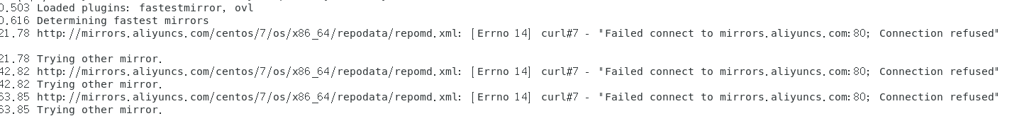 Centos7 yum阿里源报错Failed connect to mirrors aliyuncs com80 拒绝连接 - Binbo